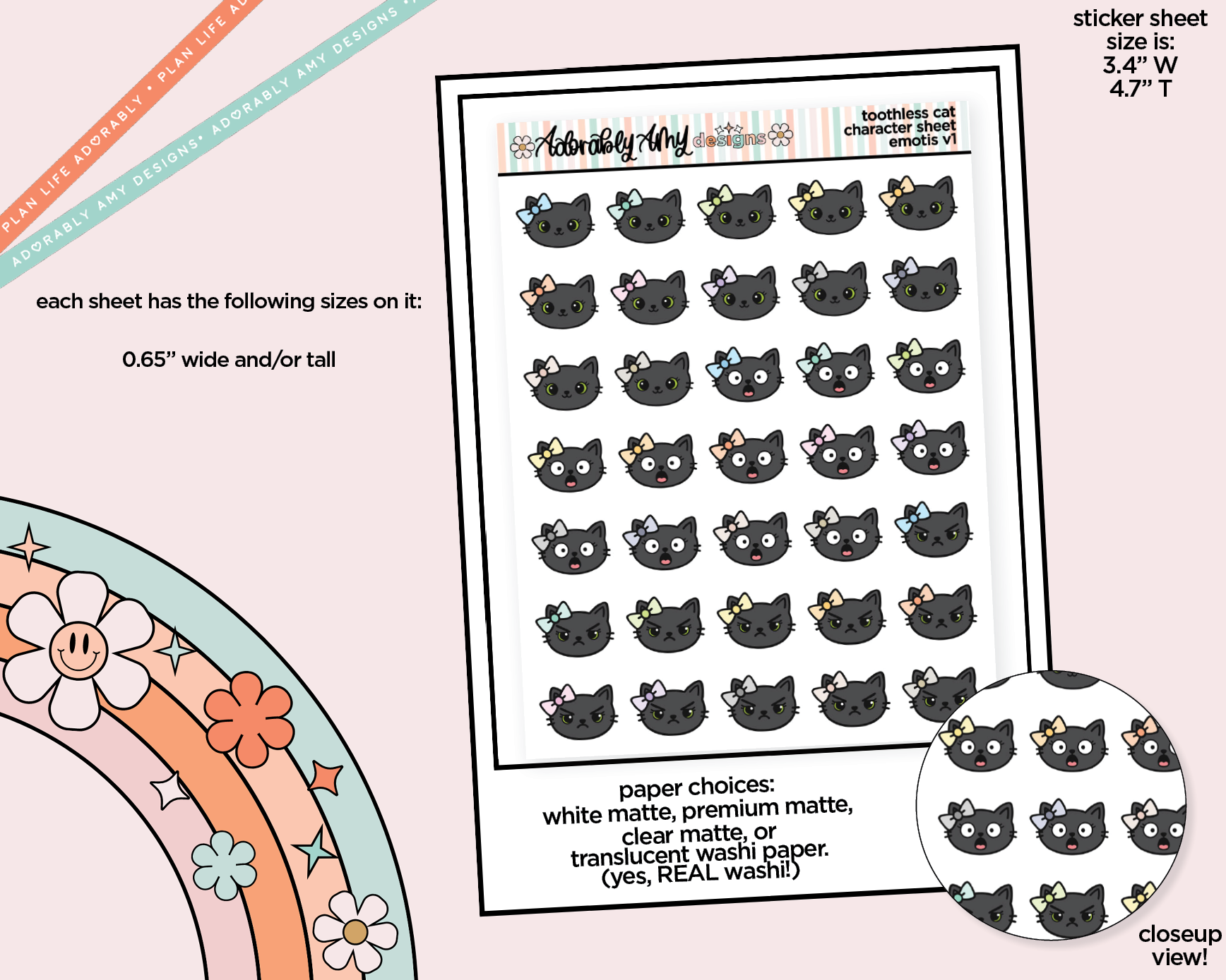 Toothless Cat Emotions V1 Decoration Character Planner Stickers ...