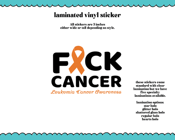 Laminated Vinyl Large Diecut Stickers- Fuck Cancer – Adorably Amy Designs