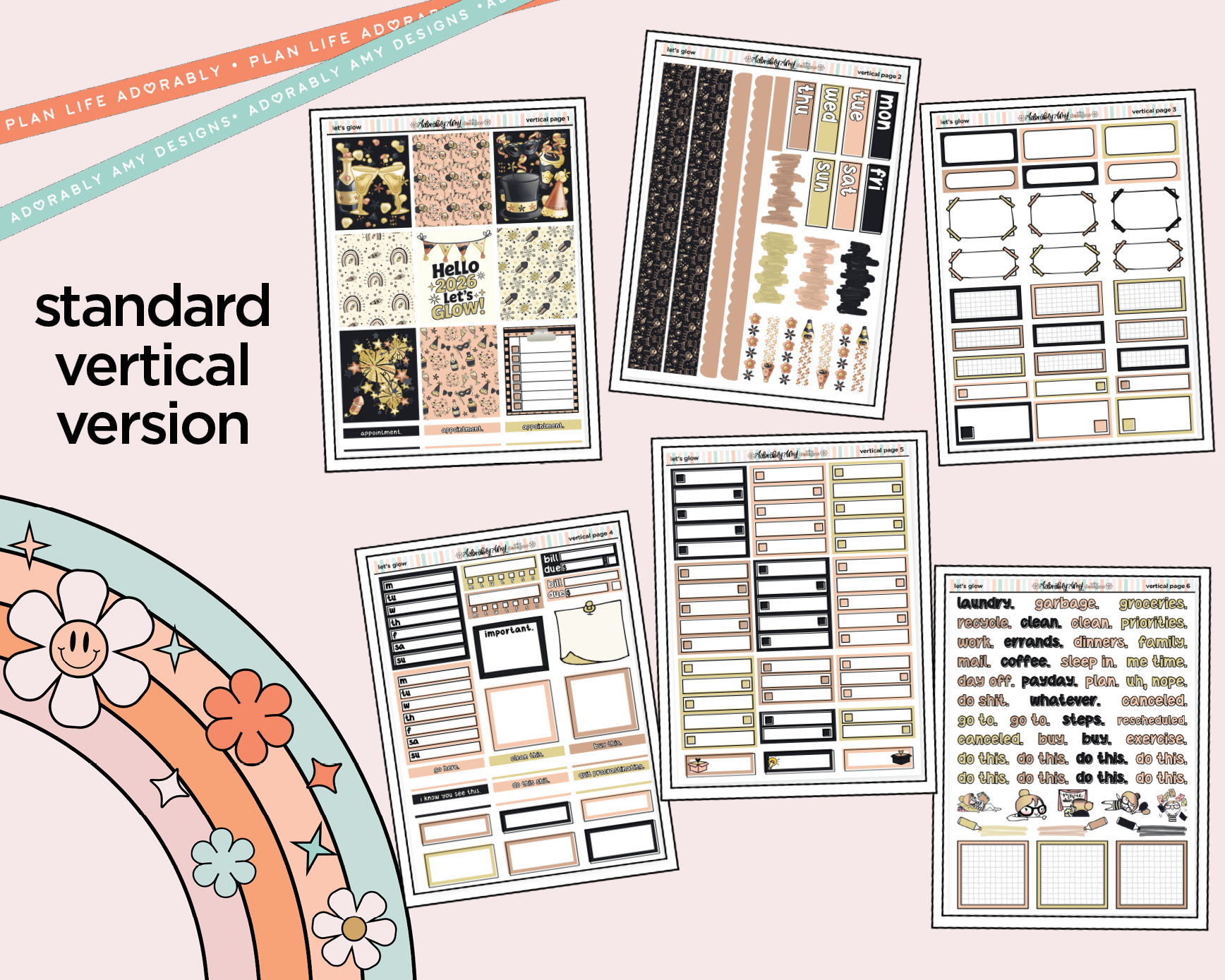 Vertical Let's Glow Weekly Sticker Kit for Vertical Standard Size Plan ...
