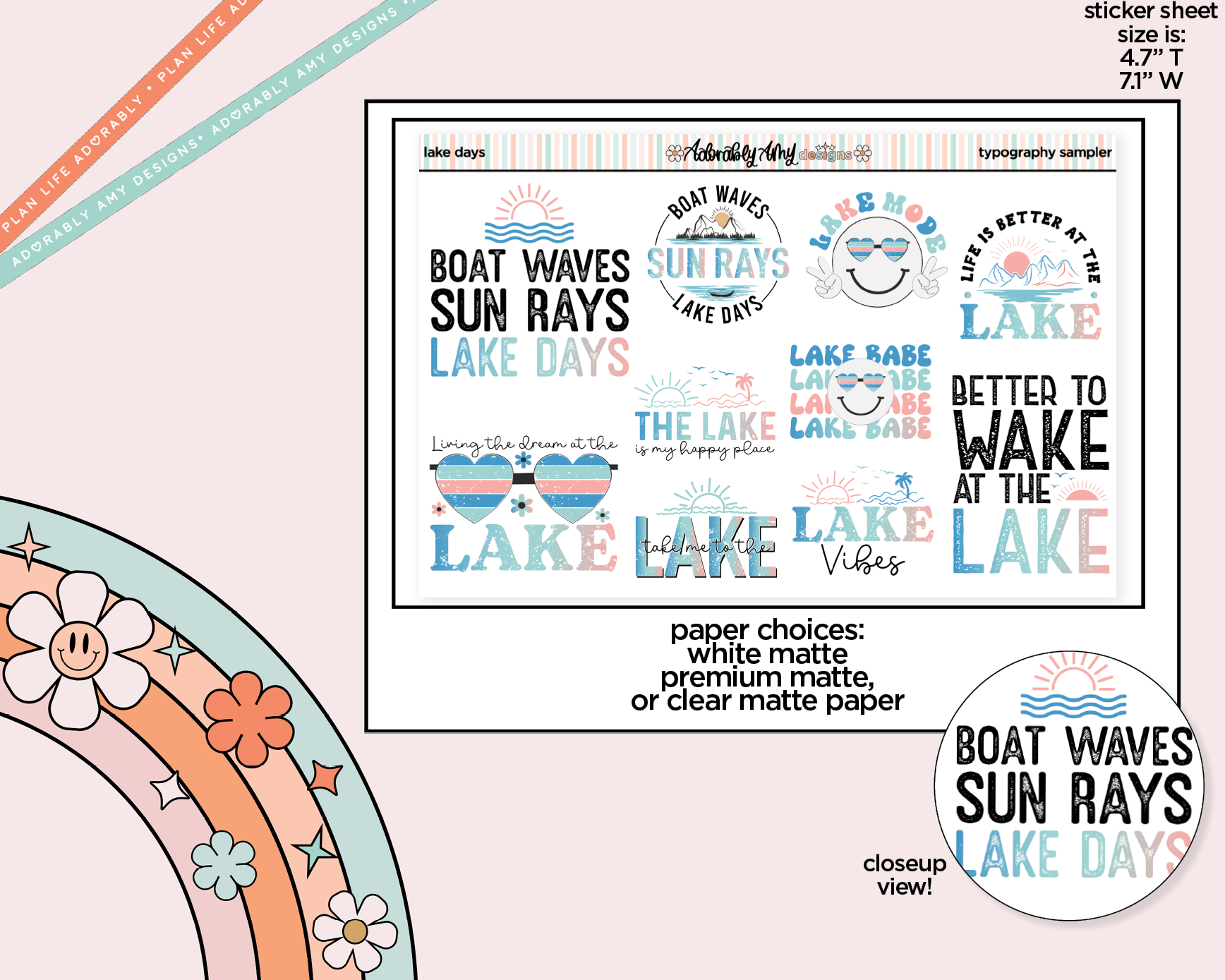 Lake Days Deco Typography Sampler Planner Stickers – Adorably Amy Designs
