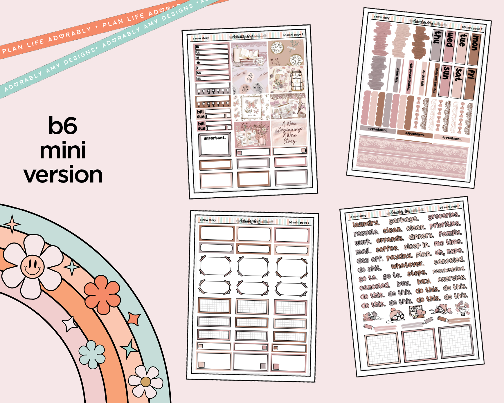 Mini B6 A New Story Planner Sticker Kit sized for ANY Vertical Insert ...