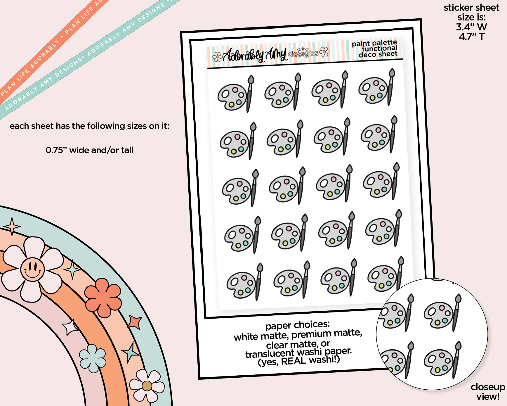 Paint Palette Doodled Icon Stickers – Adorably Amy Designs