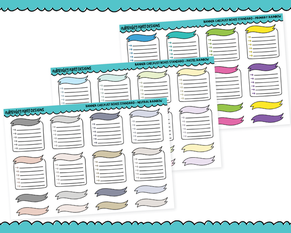 Rainbow Banner Checklist Boxes Standard Stickers for any Planner or In ...
