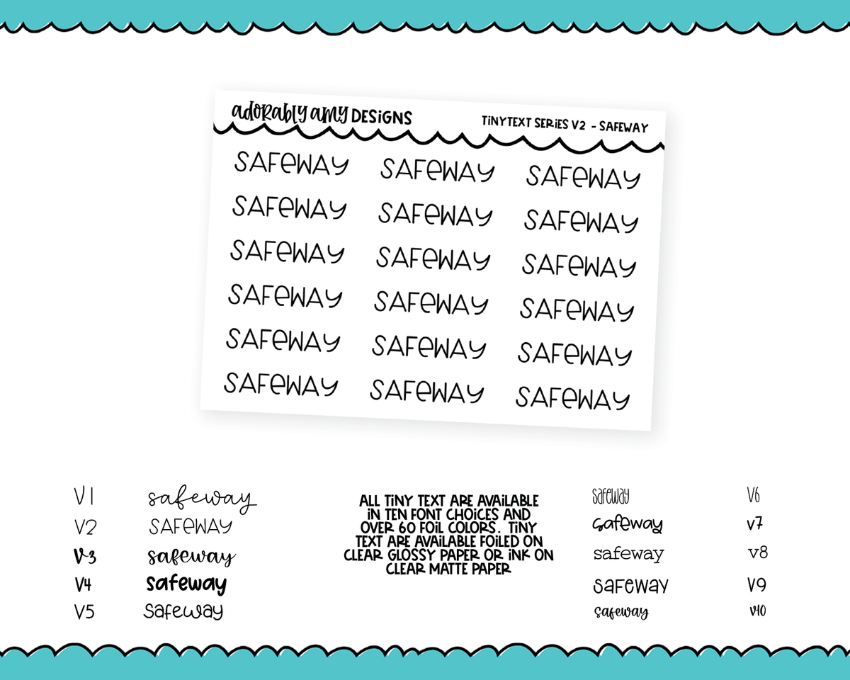Foiled Tiny Text Series - Safeway Checklist Size Planner Stickers for ...